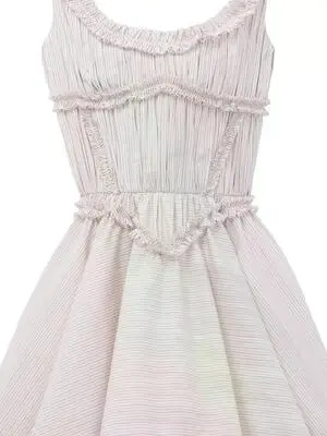 Alexander McQueen Pleated Ruffle Pinstripe Mini Dress - Pink
