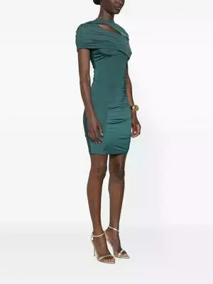 Balmain Draped Jersey Bodycon Dress - Green