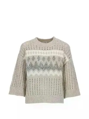 Peserico Sequin-embellished Open-knit Sweater