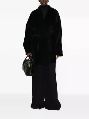 Nour Hammour Raquel Belted Coat - Black