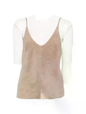 ST. AGNI Suede Low-back Cami Top - Neutrals