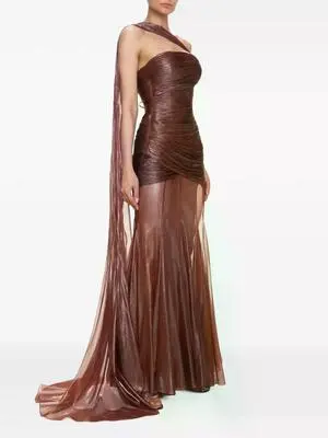 MARIA LUCIA HOHAN Marimar Ruched Metallic-finish Maxi Dress