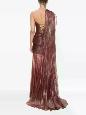 MARIA LUCIA HOHAN Marimar Ruched Metallic-finish Maxi Dress