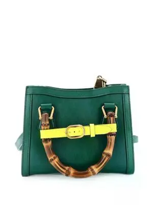 Gucci Diana Nm Bamboo Handle Tote Leather Mini Crossbody Bag - Green