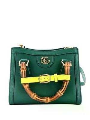 Gucci Diana Nm Bamboo Handle Tote Leather Mini Crossbody Bag - Green