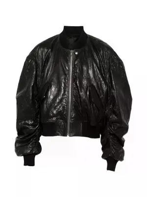 Rick Owens Crinkled Leather Bomber Jacket