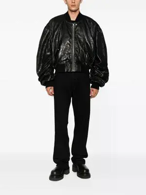 Rick Owens Crinkled Leather Bomber Jacket