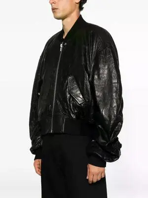 Rick Owens Crinkled Leather Bomber Jacket