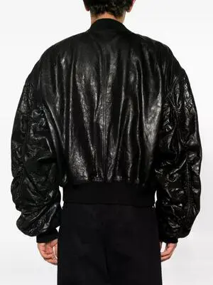 Rick Owens Crinkled Leather Bomber Jacket