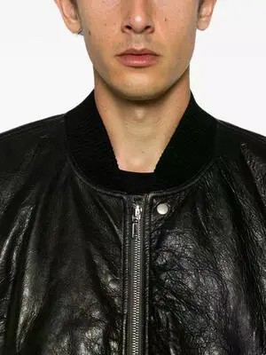 Rick Owens Crinkled Leather Bomber Jacket