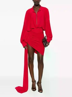 Norma Kamali Bow-detail Draped Asymmetric Mini Dress - Red