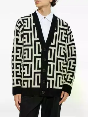Balmain Monogram-pattern Cardigan - Black