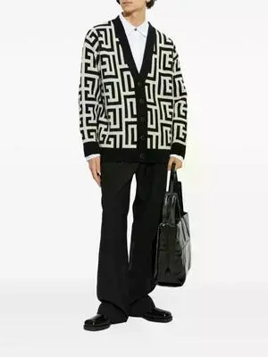 Balmain Monogram Pattern V-neck Cardigan