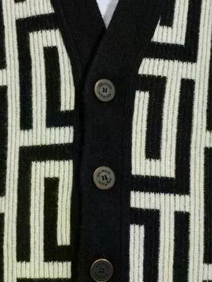 Balmain Monogram Pattern V-neck Cardigan