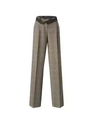 Pinko Wide-leg Check Trousers - Neutrals