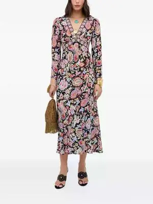 Rixo Tania Bias-cut Silk Midi Dress