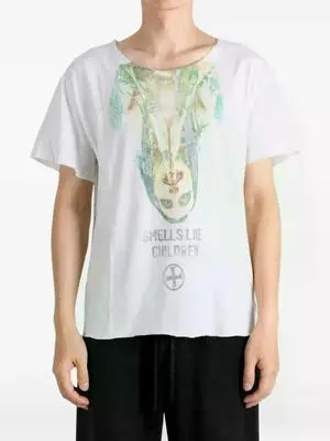 SAITOS Graphic-print Raw-edge T-shirt