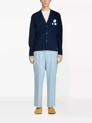 Sandro Furry-jacquard Flower Cardigan - Blue