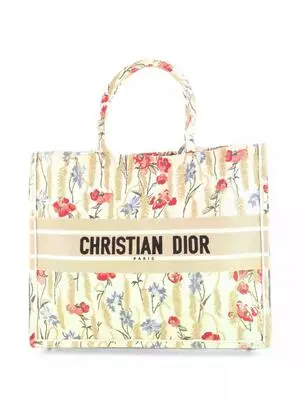 Dior Book Embroidered Canvas Large Tote Bag - Gold