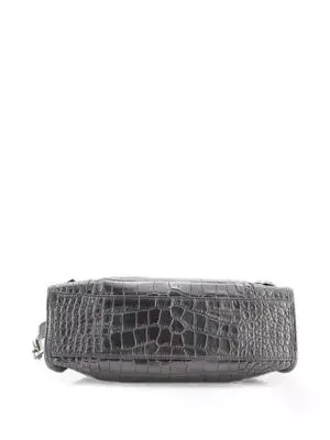 Balenciaga City Classic Studs Bag Crocodile Embossed Leather Small Satchel - Grey