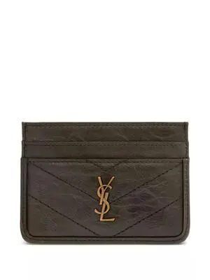 Saint Laurent Niki Card Case In Vintage Leather - Brown