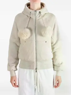 Moose Knuckles Oro Bunny Pom-pom Zip-up Reversible Hoodie