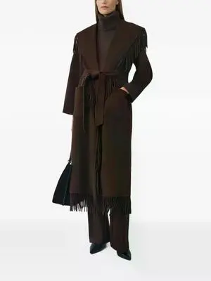 Simkhai Carrie Fringe-trimmed Belted Coat - Brown