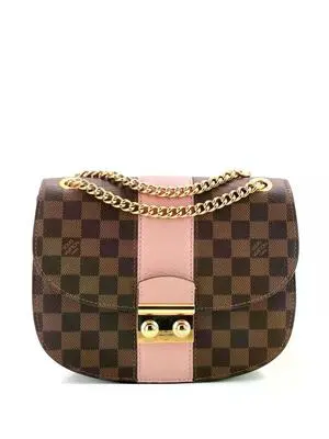 LOUIS VUITTON Wight Handbag Damier With Leather Shoulder Bag - Brown