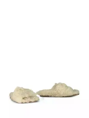 Red Valentino Open-toe Shearling Sandals - Neutrals