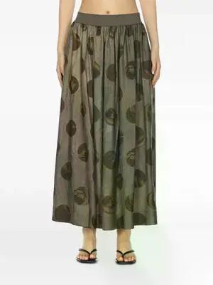 UMA WANG Elasticated Patterned Maxi Skirt