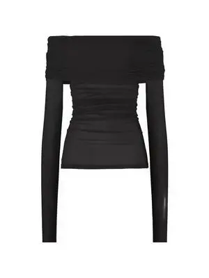 Wolford Draped Semi-sheer Top - Black