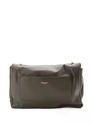Saint Laurent Classic Monogram Reversible Suede And Leather Medium Shoulder Bag - Green