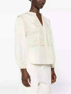 Ba&sh Embroidered Long-sleeve Blouse