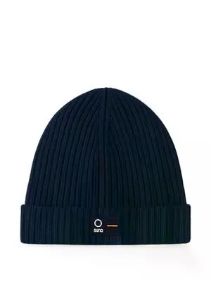 SUNS Ribbed-knit Logo-patch Beanie Hat - Blue
