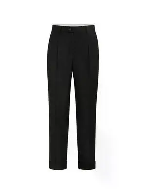 Brunello Cucinelli Super 150s Virgin Wool Four Season Batavia Trousers With Pleat - Black