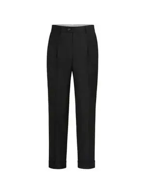 Brunello Cucinelli Super 150s Virgin Wool Batavia Trousers With Pleat - Black