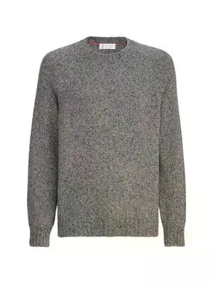 Brunello Cucinelli Virgin Wool, Silk, And Cashmere Chiné Sweater - Grey