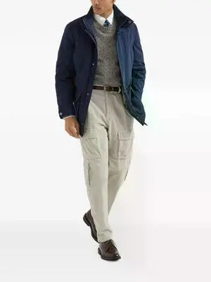 Brunello Cucinelli Virgin Wool, Silk, And Cashmere Chiné Sweater - Grey