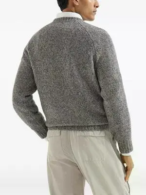 Brunello Cucinelli Virgin Wool, Silk, And Cashmere Chiné Sweater - Grey