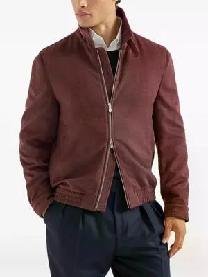 Brunello Cucinelli Virgin Wool Beaver-cloth Bomber Jacket - Red