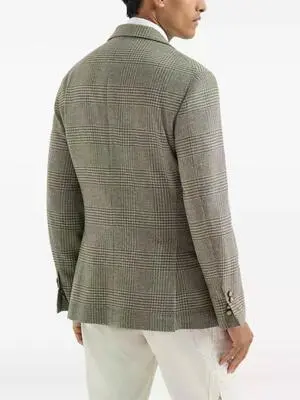 Brunello Cucinelli Comfort Wool And Cashmere Prince Of Wales Flannel Deconstructed Blazer