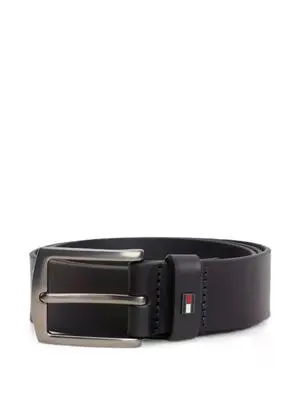 Tommy Hilfiger Denton Leather Belt With Logo Plaque - Blue