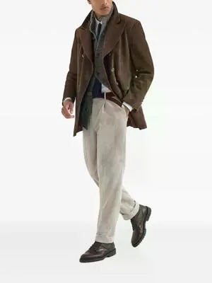 Brunello Cucinelli Suede Peak Lapel Outerwear Jacket