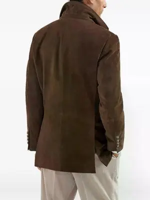 Brunello Cucinelli Suede Peak Lapel Outerwear Jacket