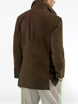 Brunello Cucinelli Suede Peak Lapel Outerwear Jacket