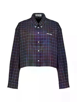 Miu Miu Check-print Cropped Shirt - Blue