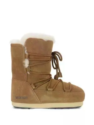 Moon Boot Shearling-trim Lace-up Boots - Brown