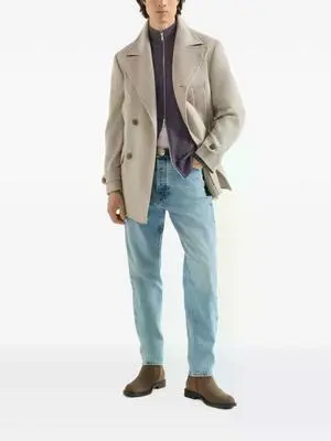 Brunello Cucinelli Cashmere Chevron Flannel Four-pocket Pea Coat