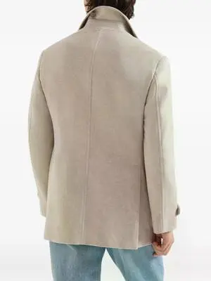 Brunello Cucinelli Cashmere Chevron Flannel Four-pocket Pea Coat