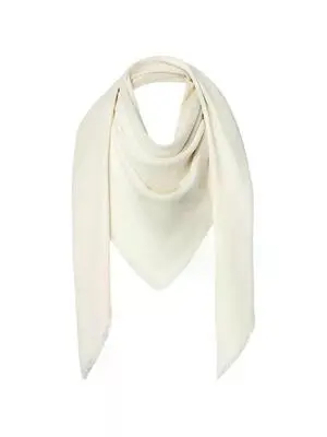 Fendi Ivory Wool, Silk And Cashmere Ff Shawl - Neutrals